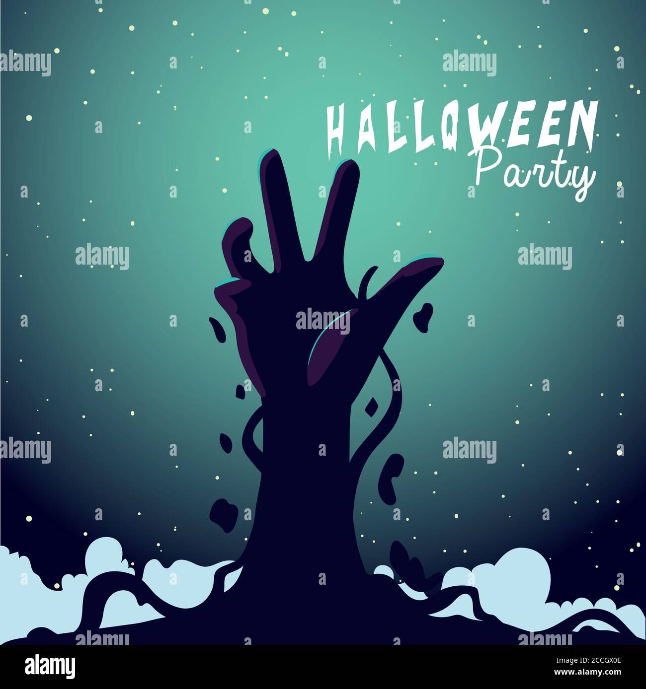 Halloween zombie hand at night design, Holiday and scary theme Vector ...