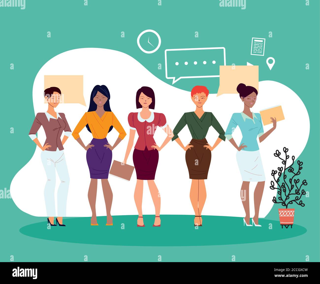 businesswomen cartoons with files design, business management and corporate theme Vector ...