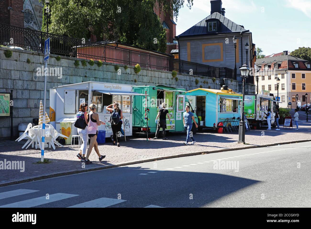 Uppsala, Sweden 20200811 Food trucks at the Gillberska thoroughfare in ...