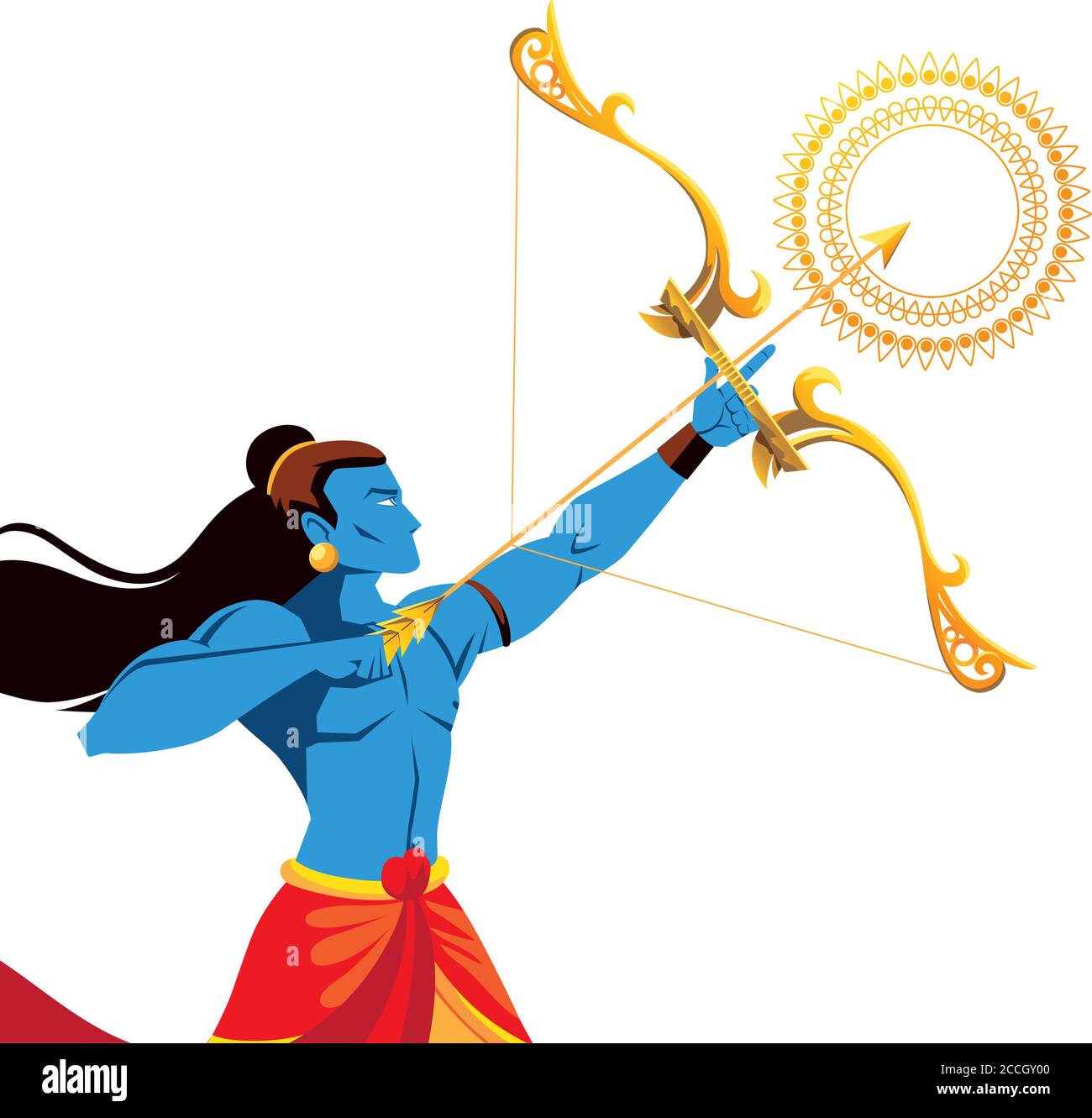 lord ram cartoon with bow and arrow with mandala design, Happy dussehra ...