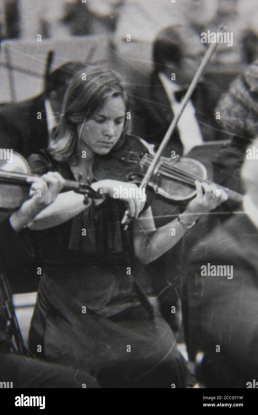 Fine 1970s vintage black and white photography of the orchestra pit ...
