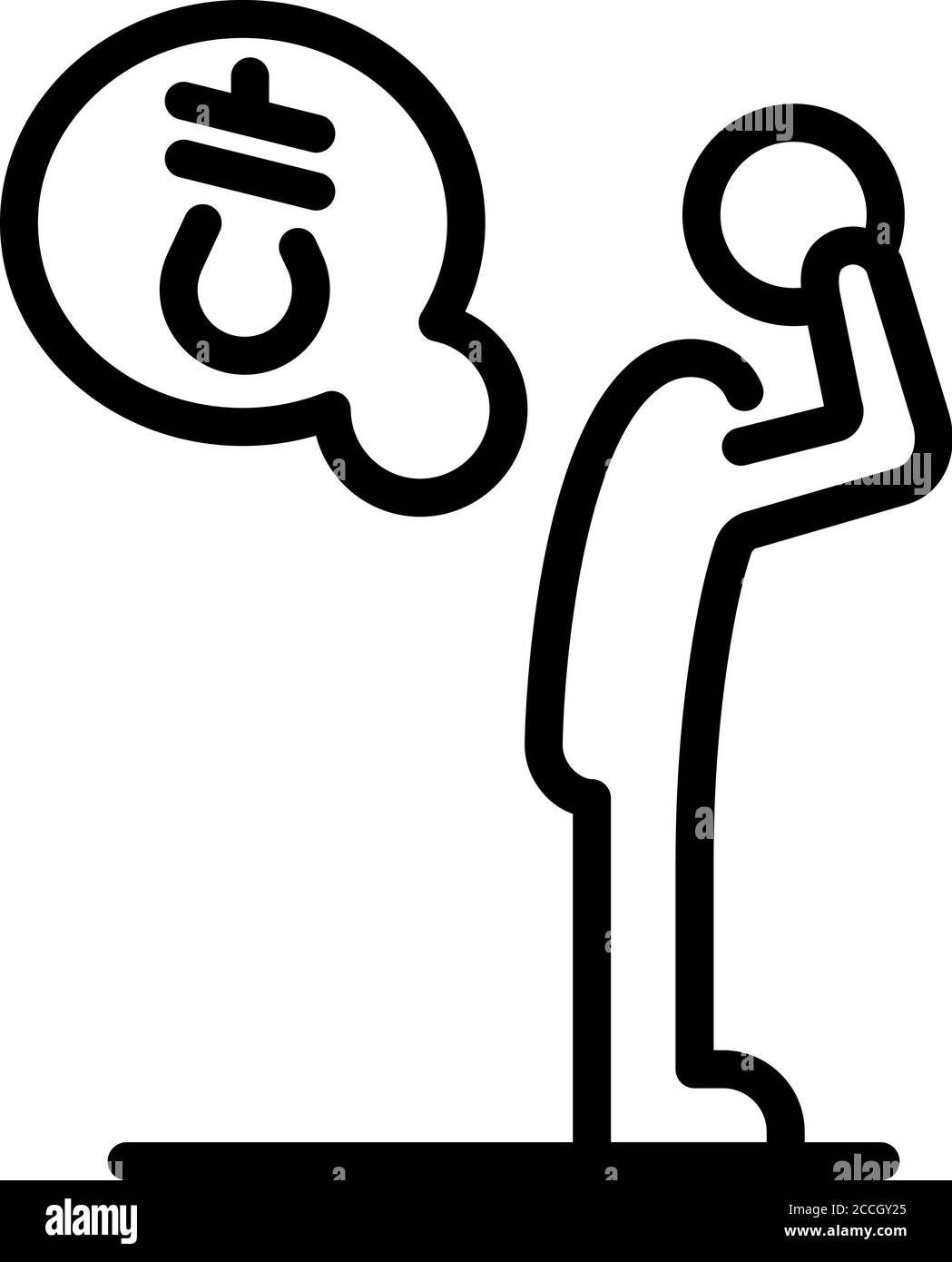 Depressed person icon outline Black and White Stock Photos & Images - Alamy