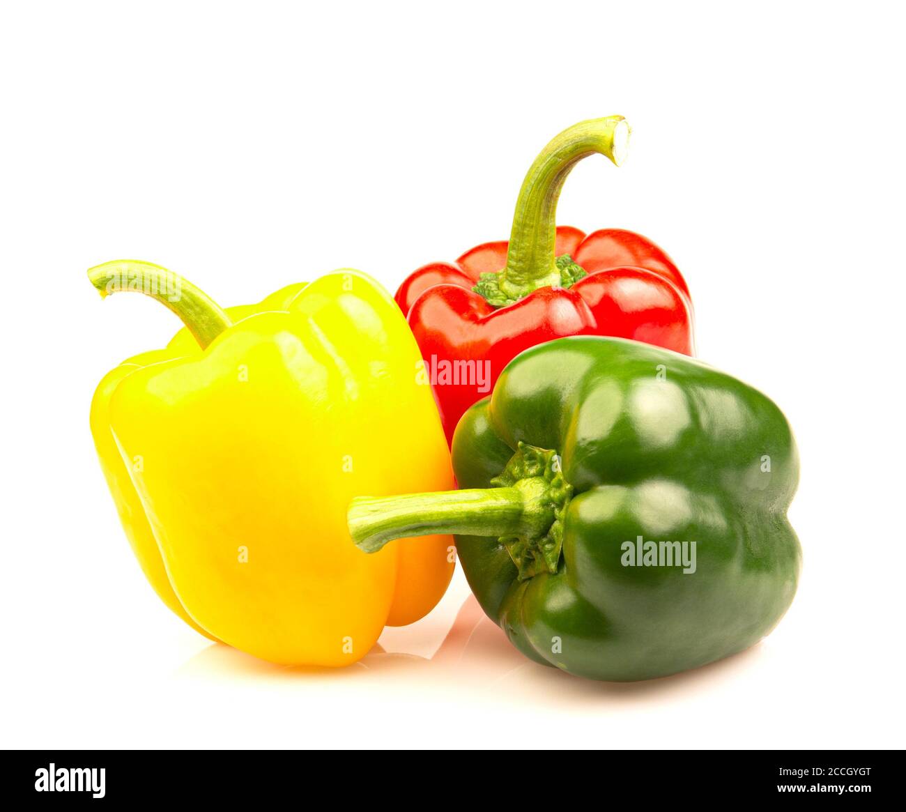 three bell peppers isolated on white background Stock Photo - Alamy