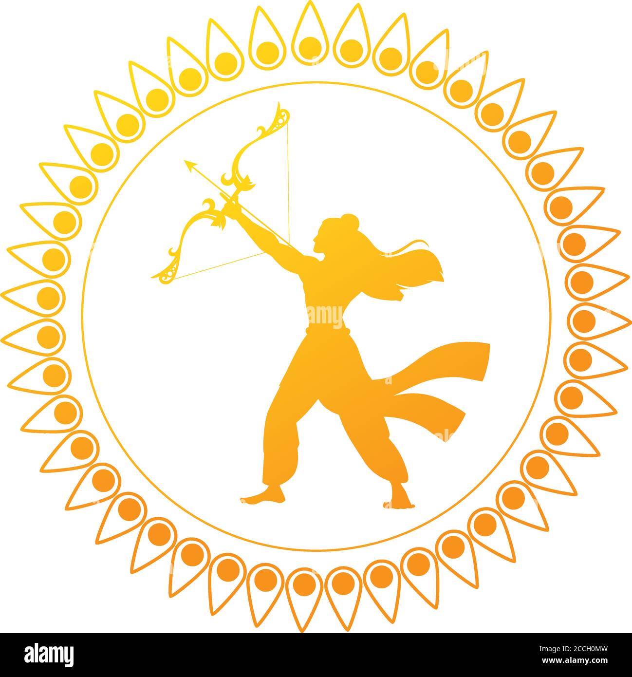 lord ram with bow and arrow gold silhouette in mandala design, Happy ...