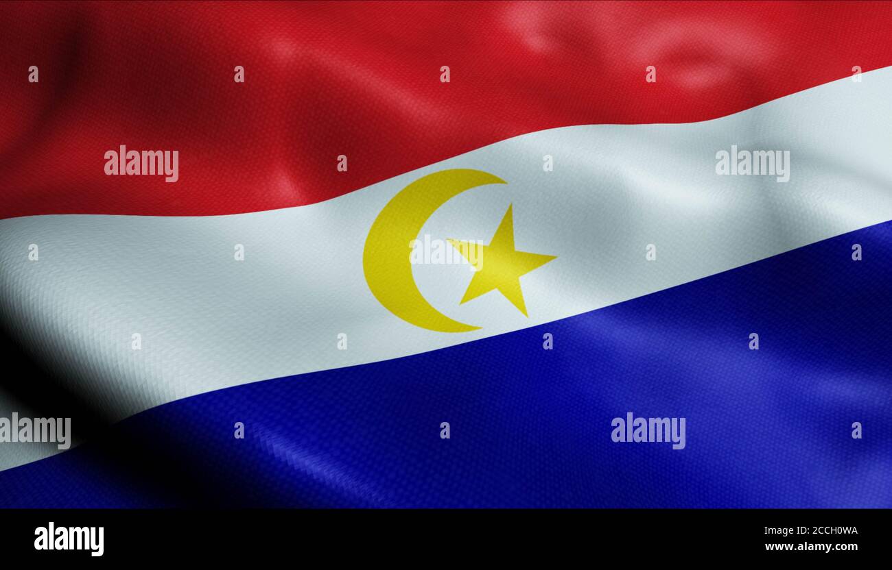 3D Illustration of a waving Malaysia city flag of Johor Bahru Stock ...