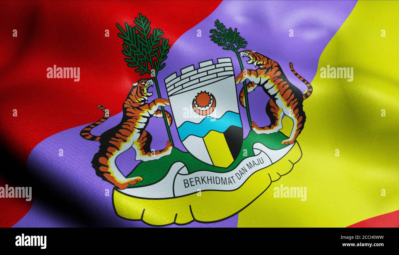 3D Illustration of a waving Malaysia city flag of Ipoh Stock Photo - Alamy