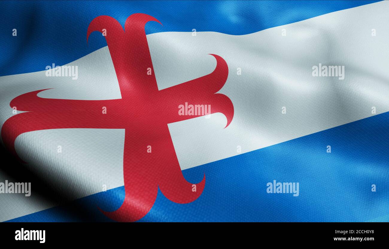 3D Illustration of a waving Holand city flag of Zutphen (Netherlands ...