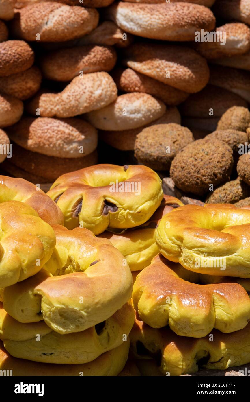 Israel, Jerusalem, Old City, Via Doloroas. Typical vendor stall with ...