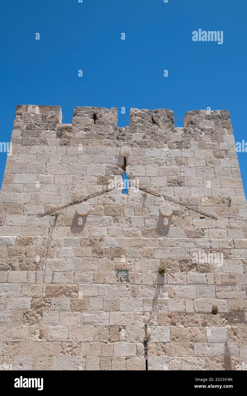 Israel, Jerusalem. Jaffa Gate is one of the seven main open Gates of ...