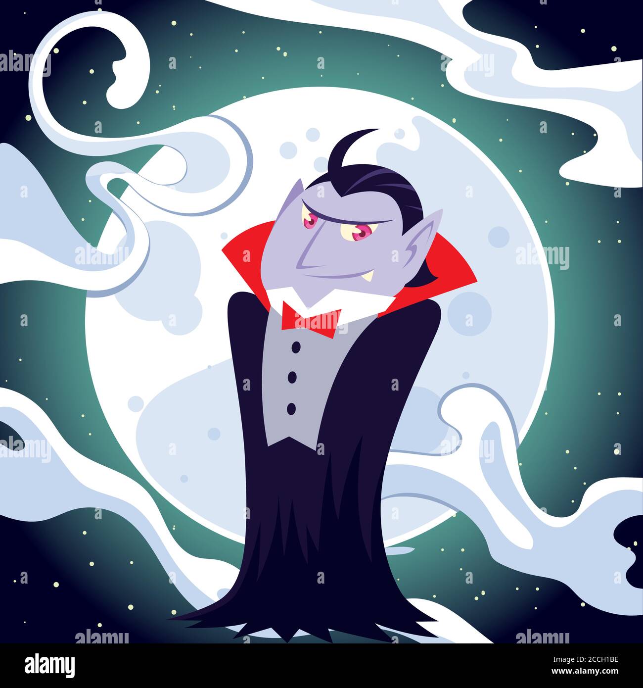 Halloween vampire cartoon at night design, Holiday and scary theme ...