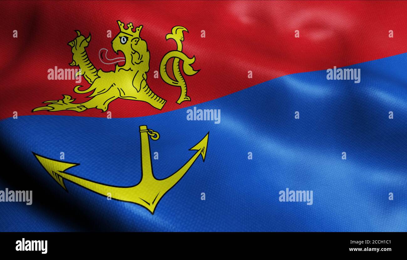 3D Illustration of a waving Holand city flag of Venlo (Netherlands ...