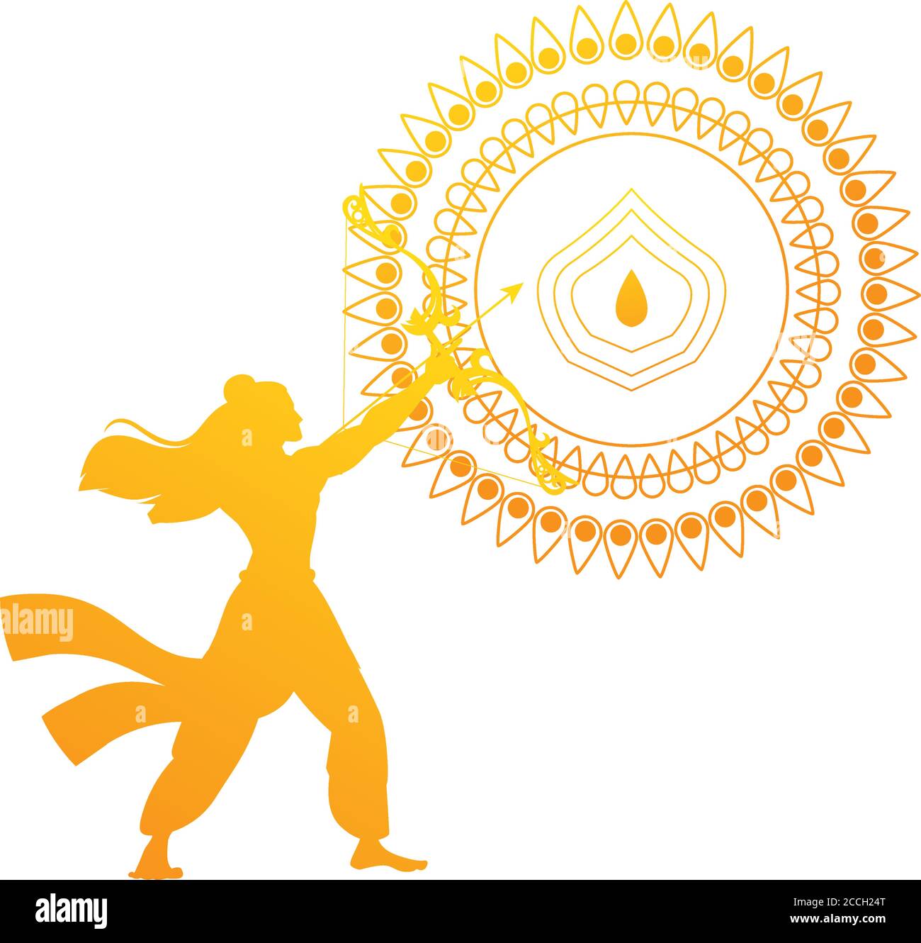 lord ram with bow and arrow gold silhouette with mandala design, Happy ...