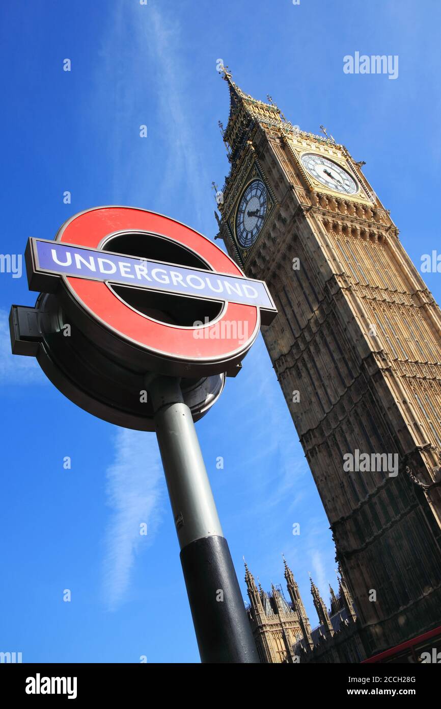 London, UK - Apr 9, 2011: London Underground sign at Westminster ...