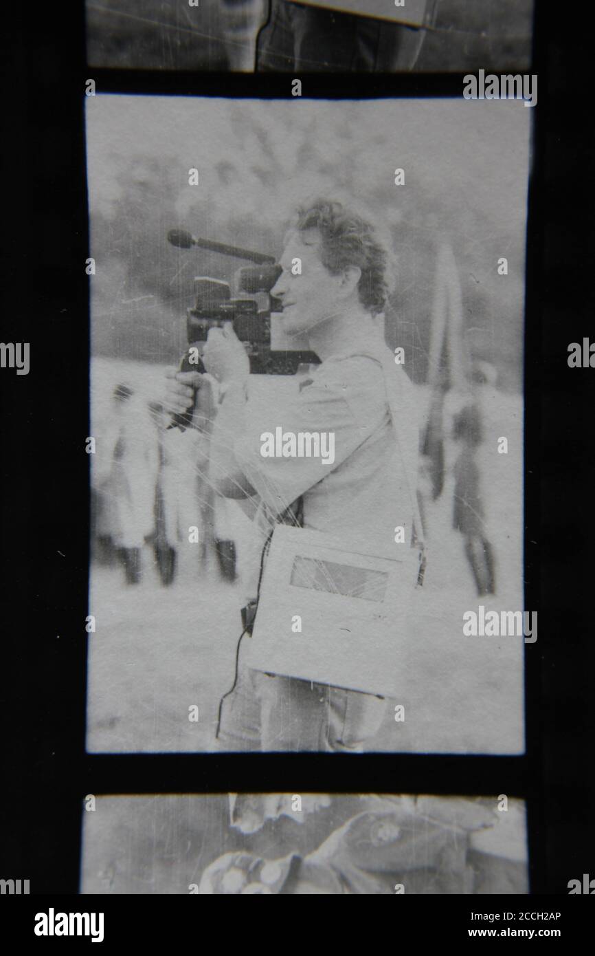 Fine 1970s vintage black and white photography of a cameraman Stock ...