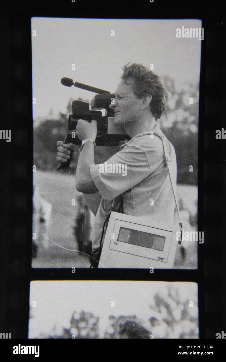Fine 1970s vintage black and white photography of a cameraman Stock ...