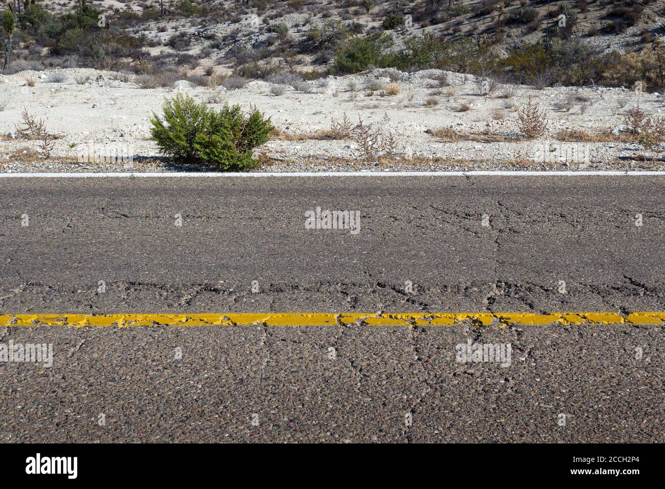 Empty Road Running Horizontally with Yellow and White Markings and ...