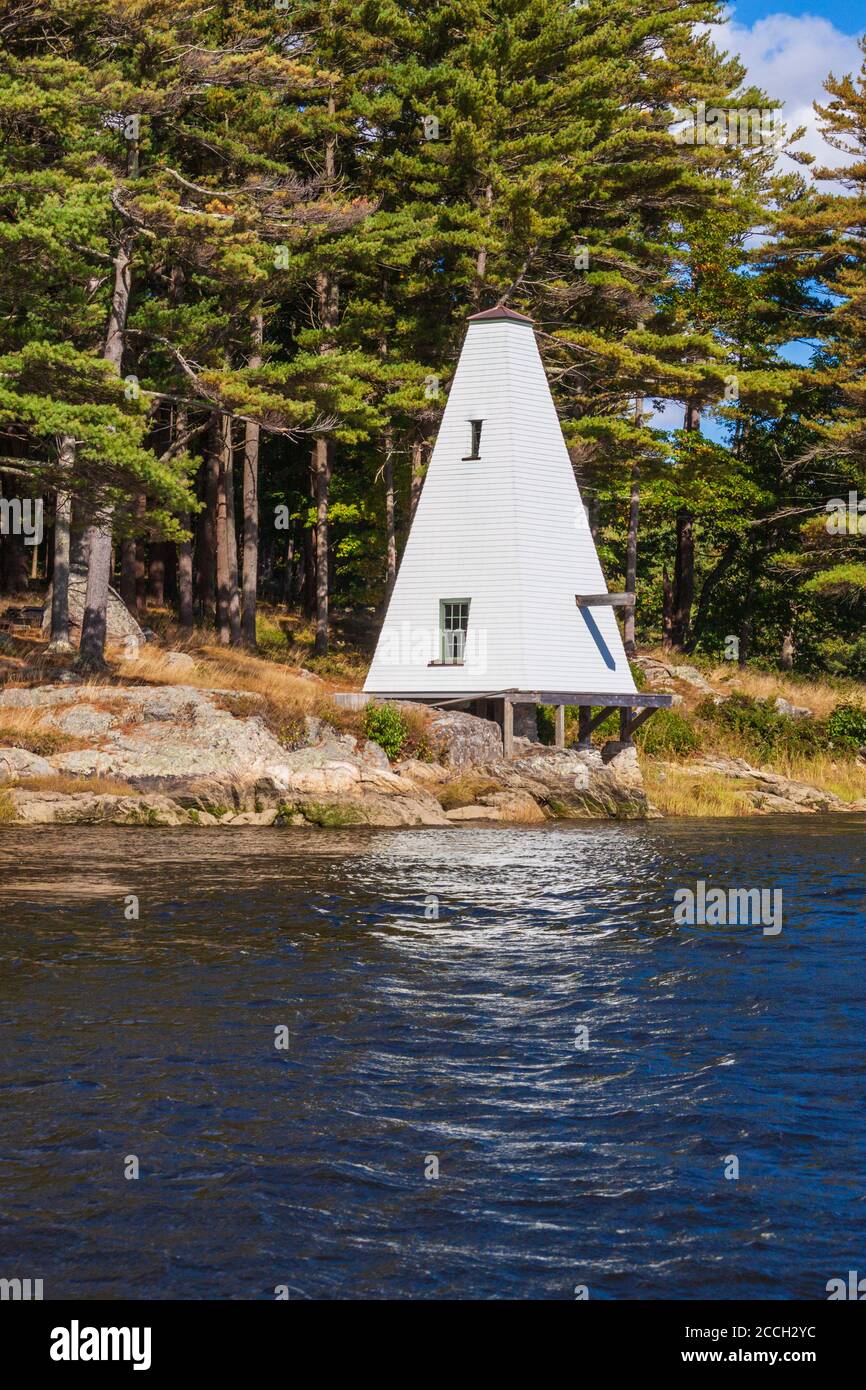 Fog Bell Tower at the Doubling Point Lighthouse on the Kennebec River ...