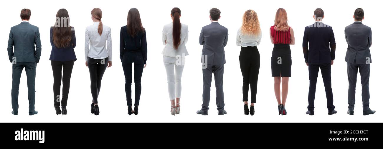 rear view. business team looking forward. isolated on white Stock Photo ...