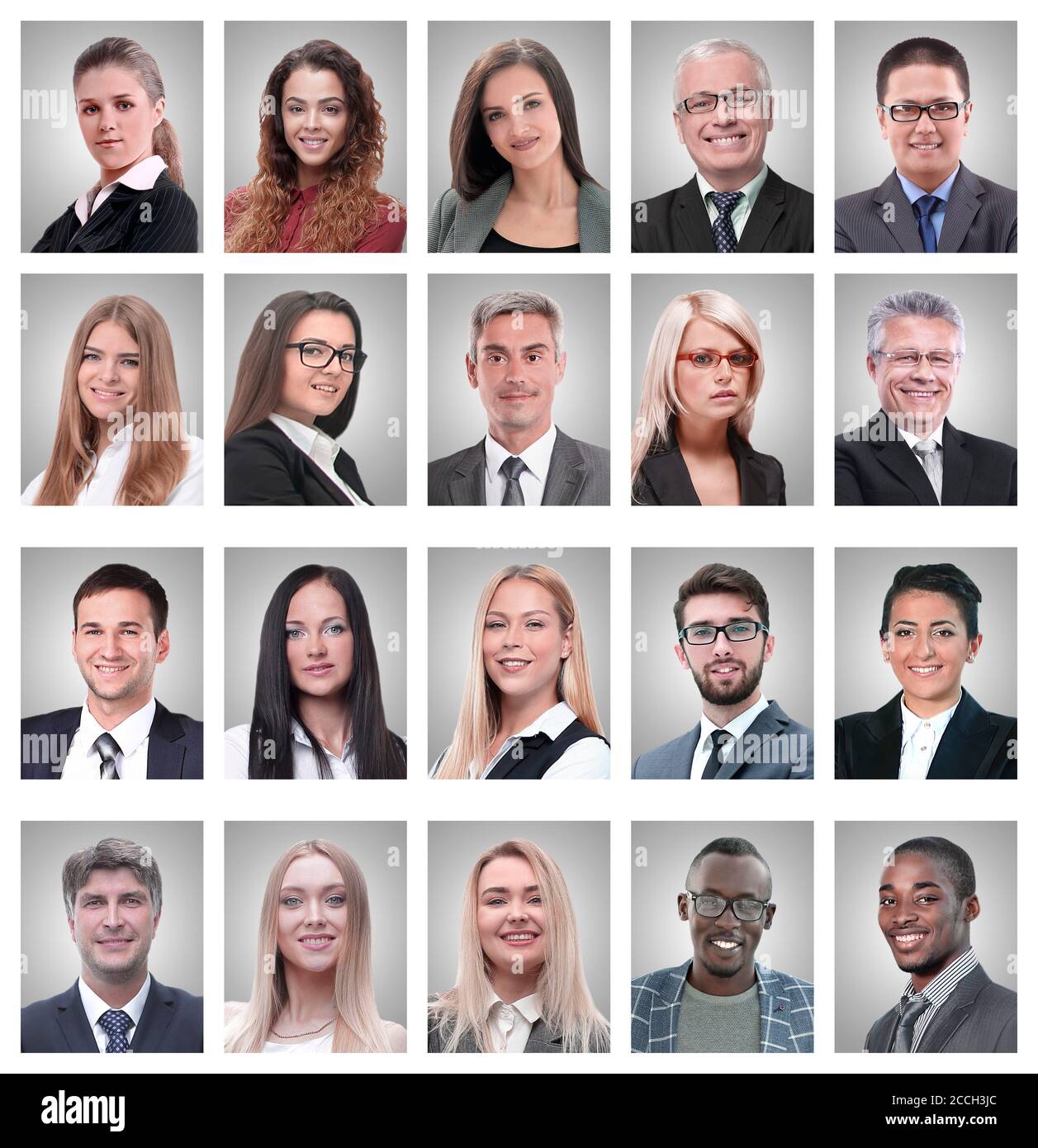 portraits of successful employees isolated on a white Stock Photo - Alamy