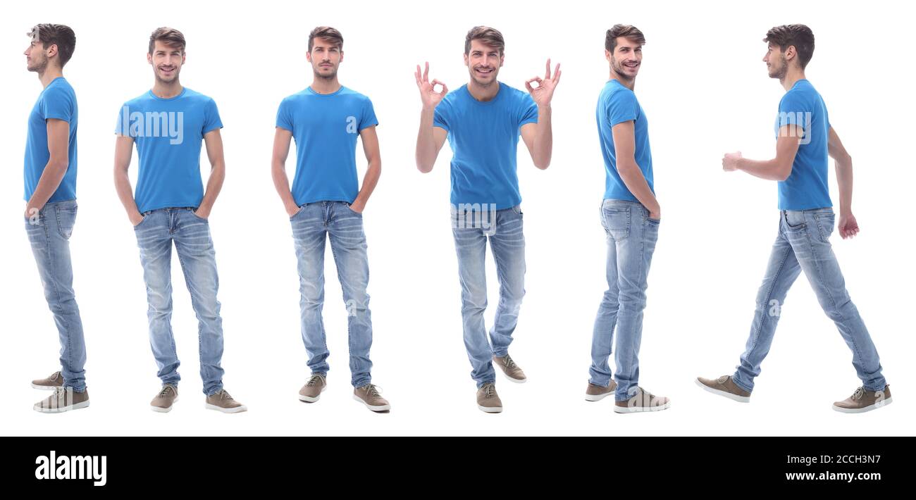 side view . modern young man in jeans Stock Photo - Alamy
