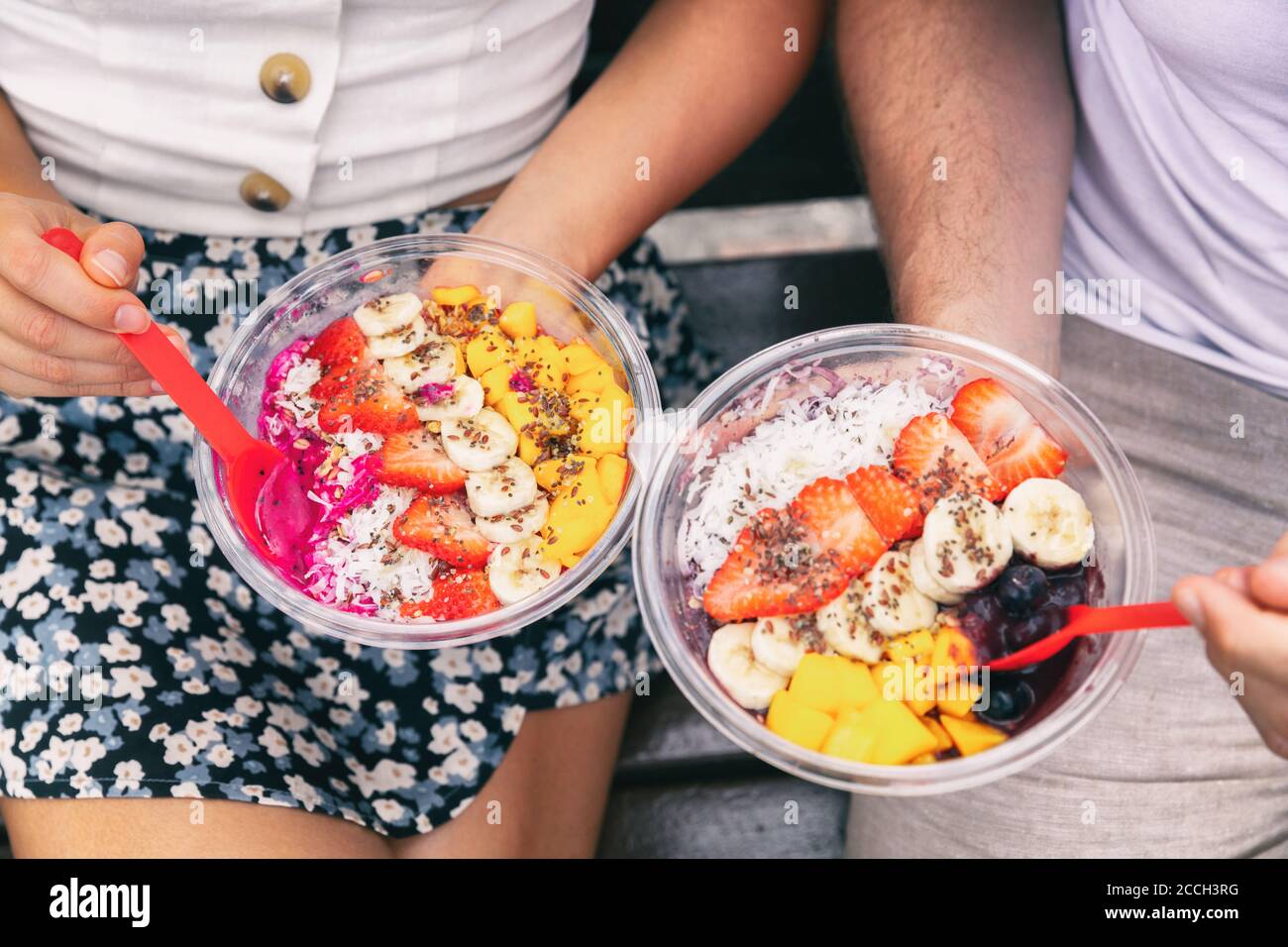 Acai bowl and pitaya dragonfruit smoothie healthy breakfast bowls young ...