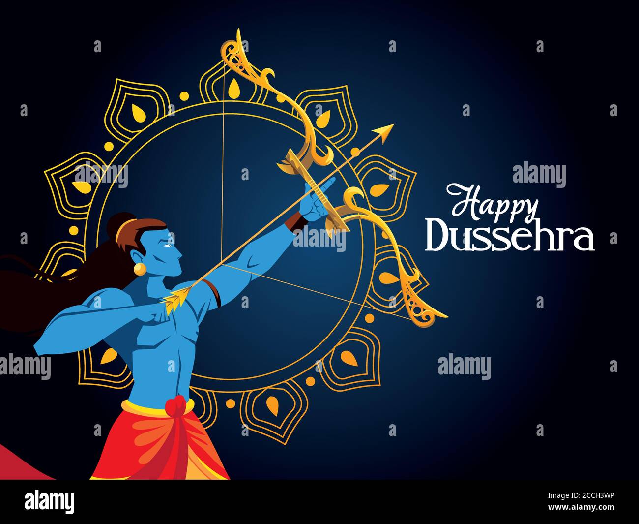 lord ram cartoon with bow and arrow in front of mandala design, Happy ...