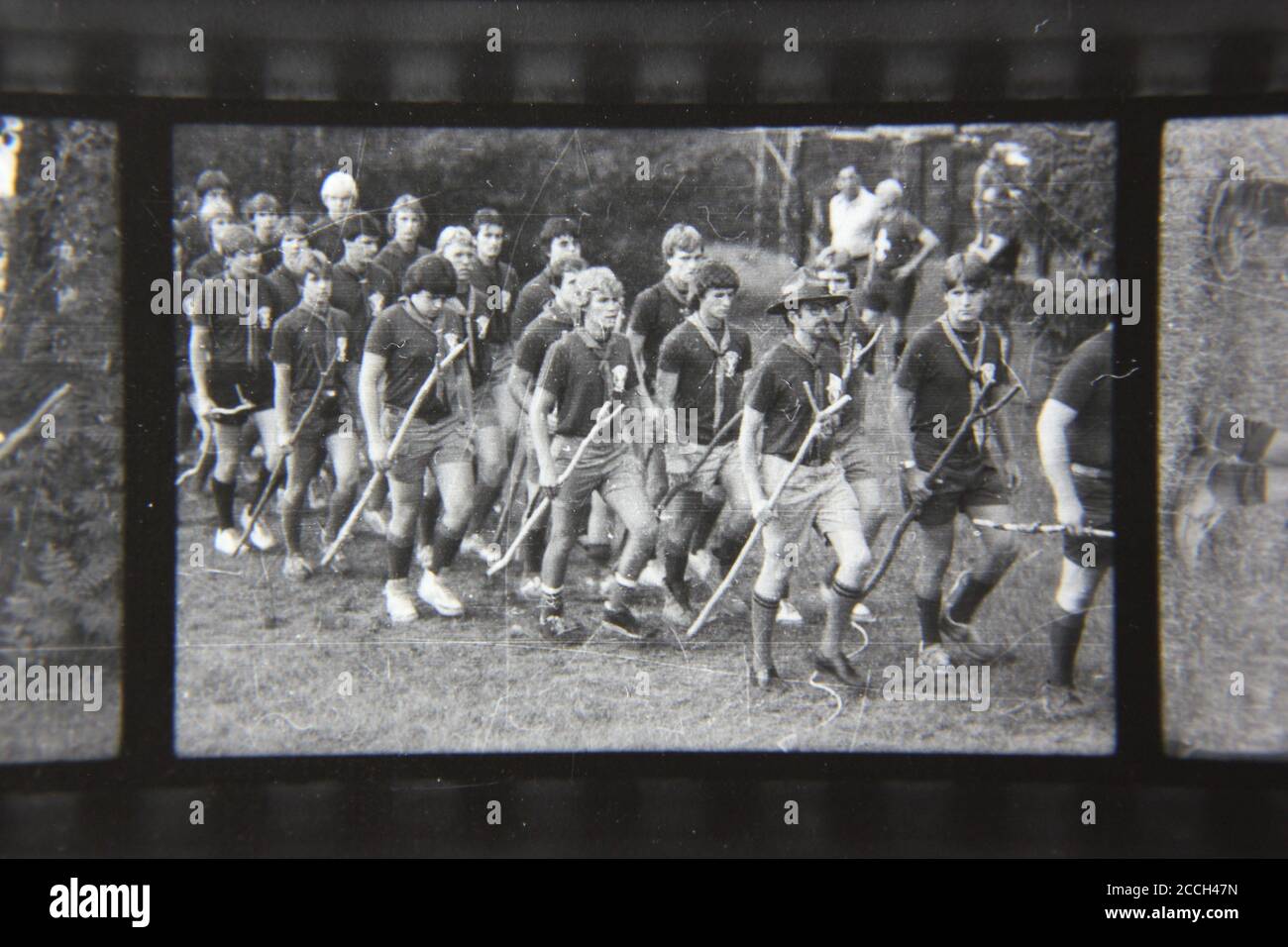 Fine 1970s vintage black and white photography of scouts camping a ...