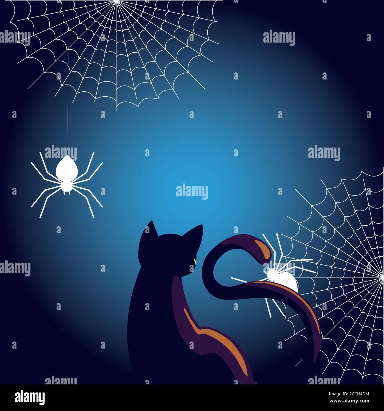 Halloween cat with spiders design, Holiday and scary theme Vector ...