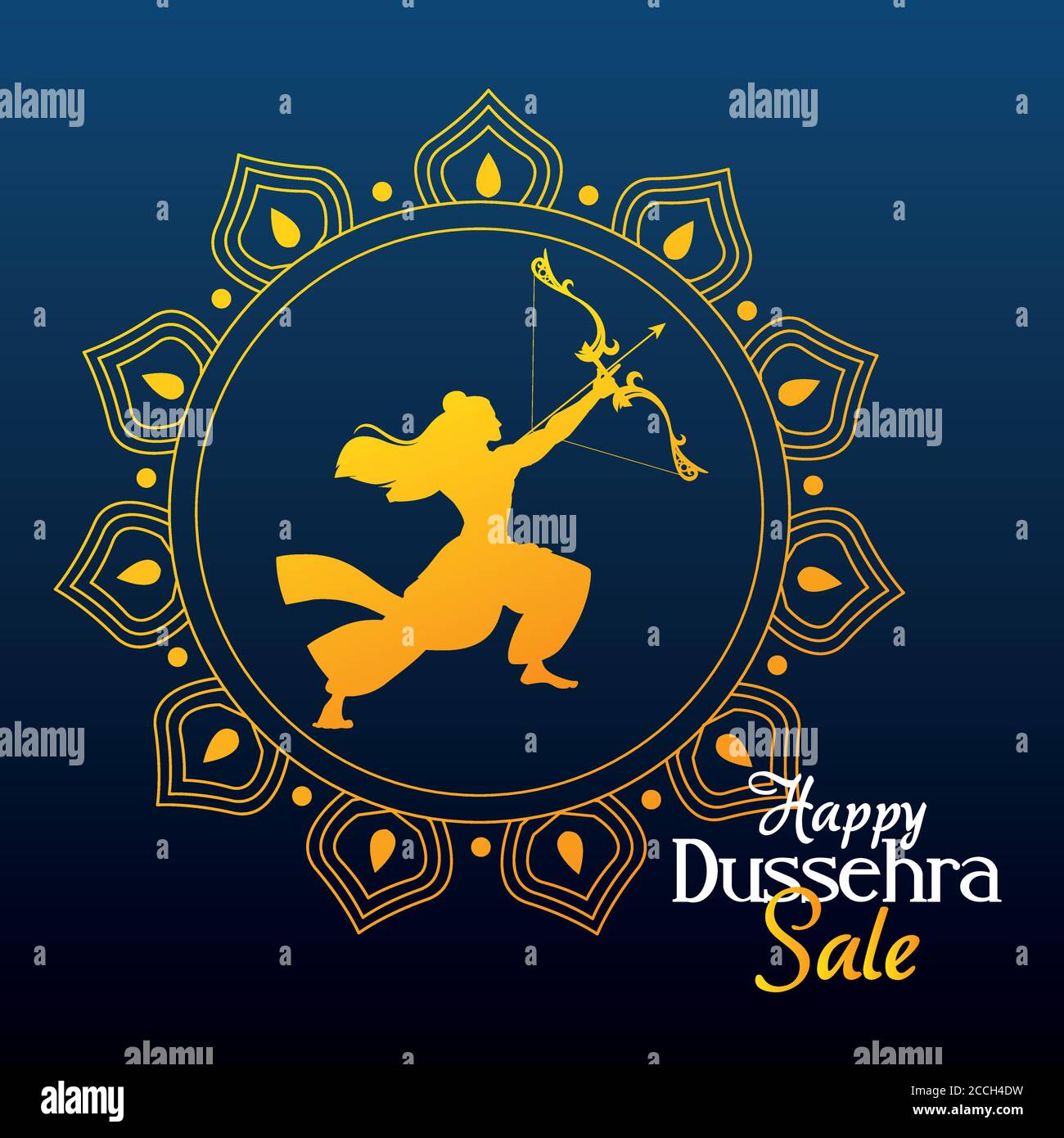 lord ram with bow and arrow gold silhouette in mandala design, Happy ...