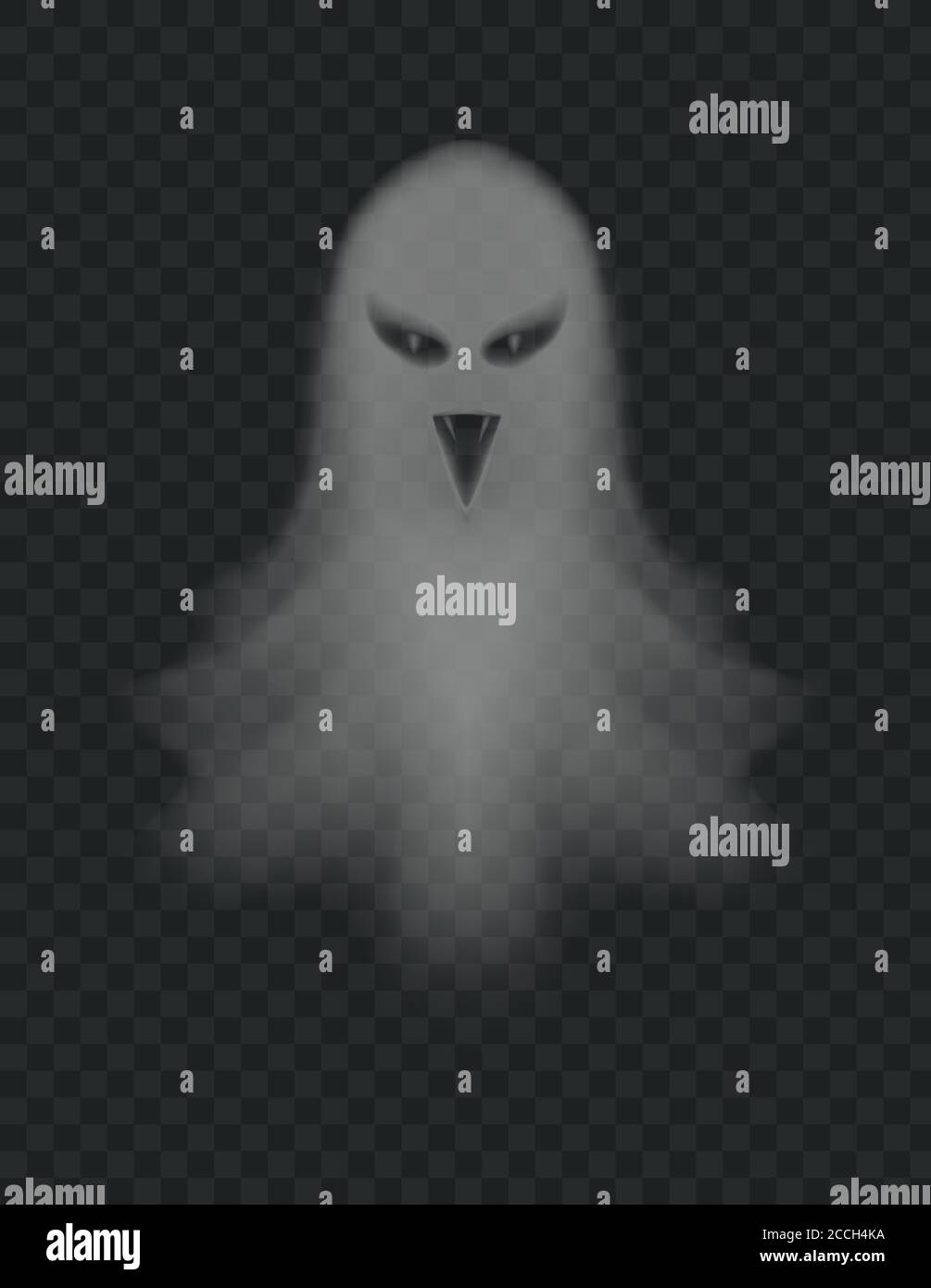 Transparent ghost. Scary halloween night ghoul. Dead spirit with angry ...