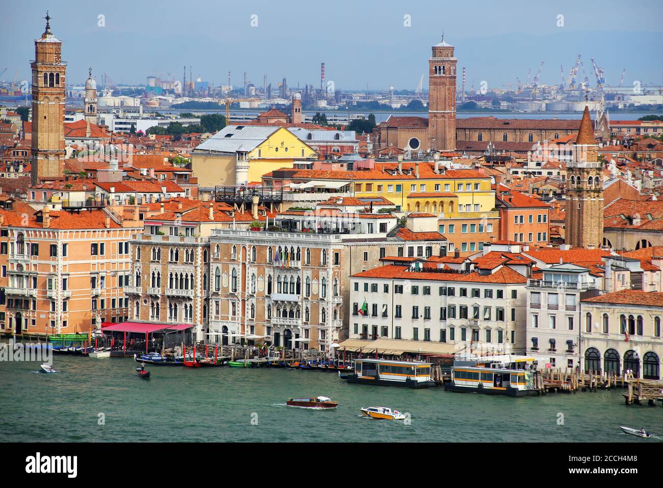 Buildings along Grand Canal in Venice, Italy. Venice is one of the most ...