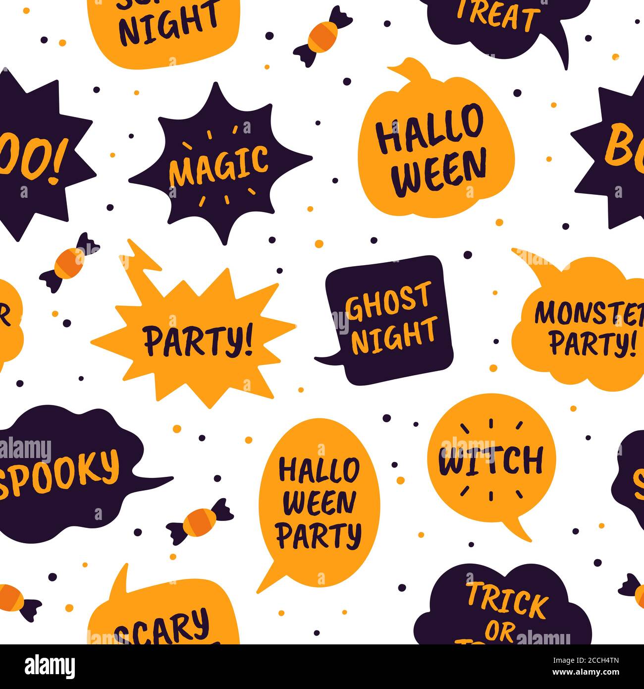 Halloween speech bubbles. Comic bubbles black and orange color with ...