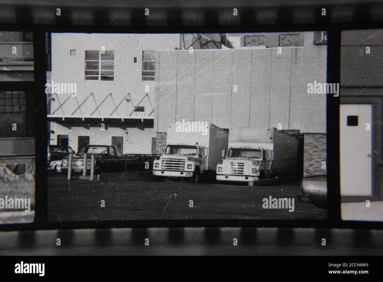 Fine 1970s vintage black and white photography of a loading zone in the ...