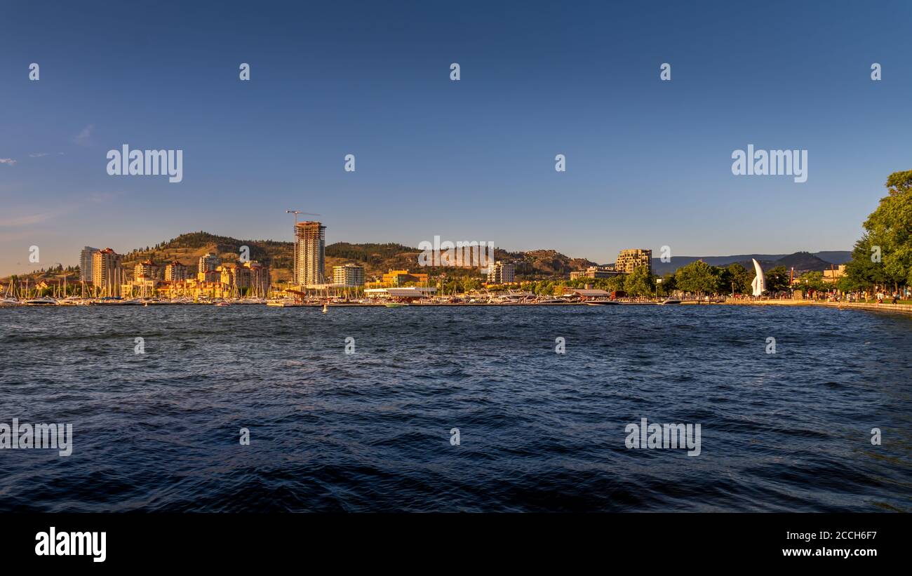 Okanagan Lake waterfront viewed from City Park in Kelowna Stock Photo ...