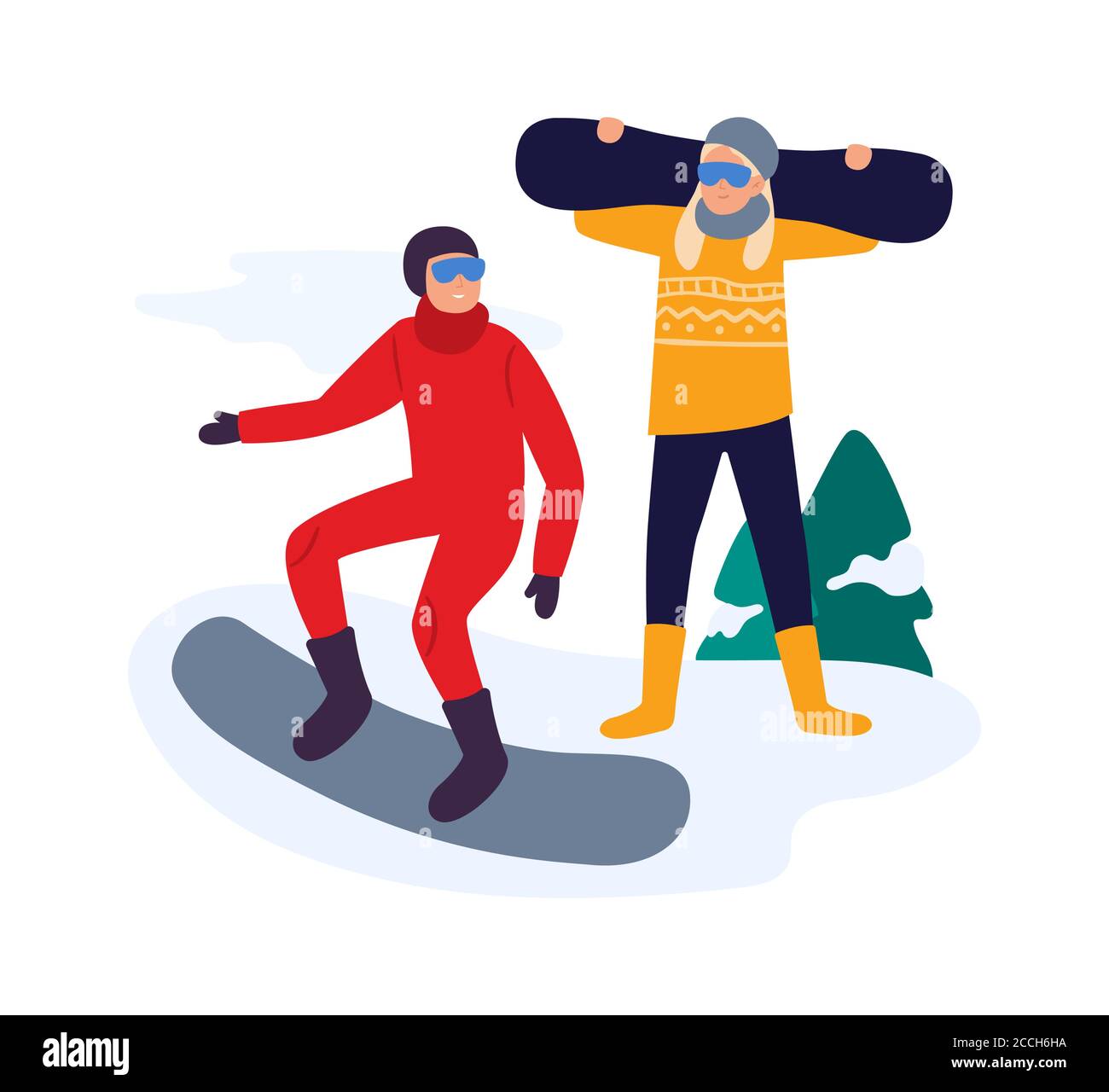 Winter Activities Friends With Snowboard Having Active Leisure Couple winter-activities-friends-with-snowboard-having-active-leisure-couple