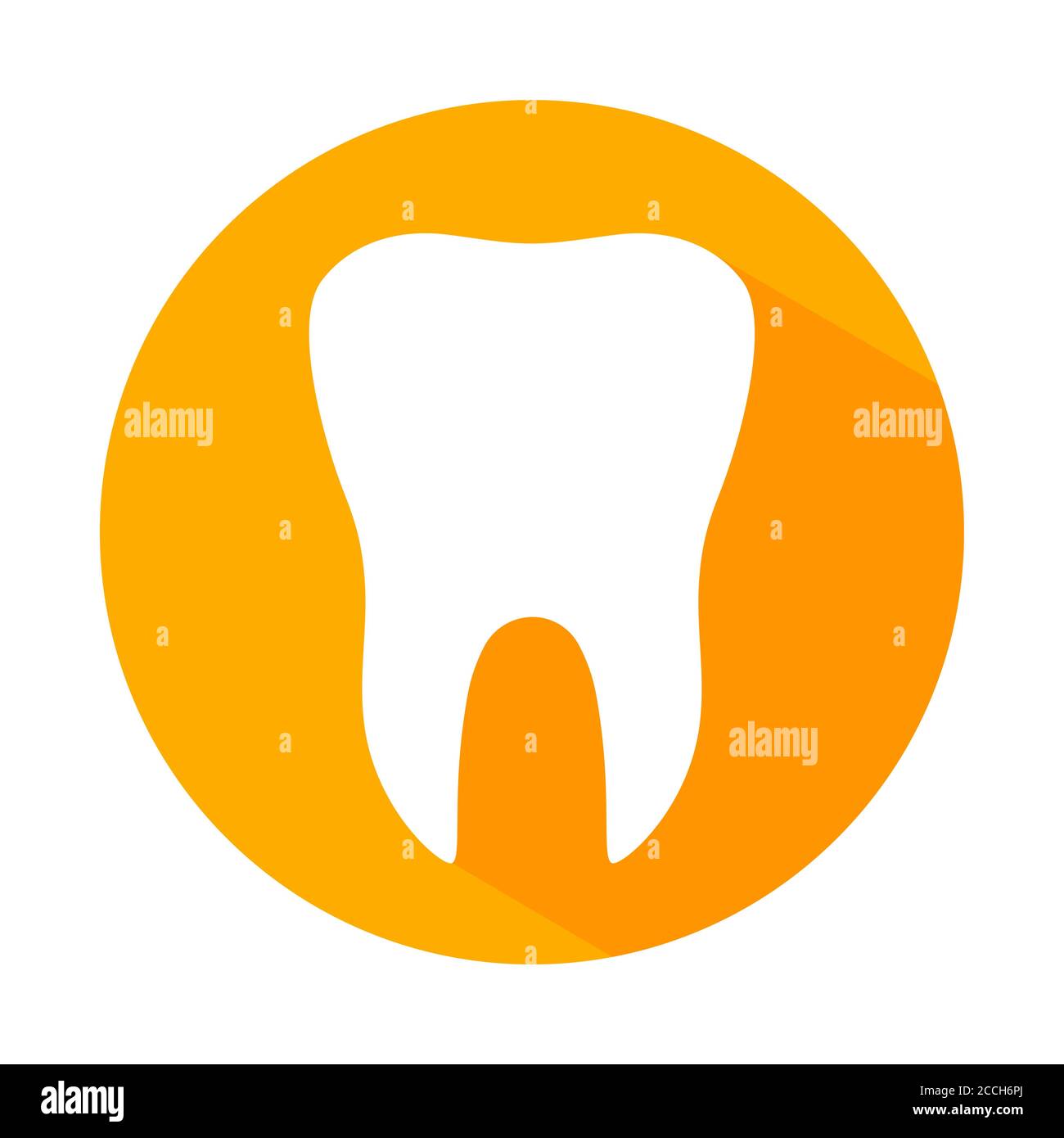 Tooth flat icon isolated in yellow circle and on white background ...