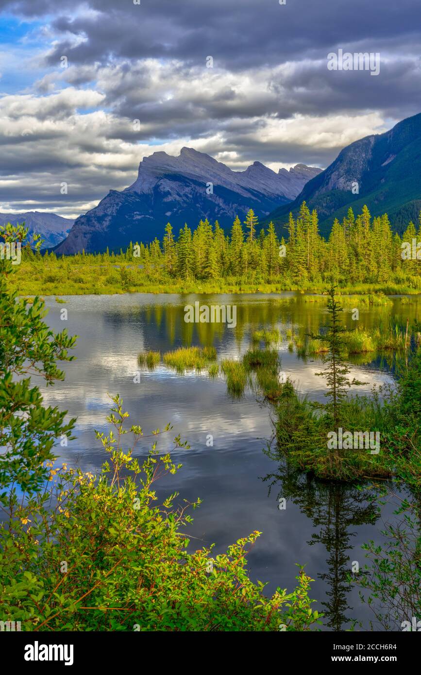 Mount Rundle and the Vermilion Lakes in Banff National Park, Alberta ...