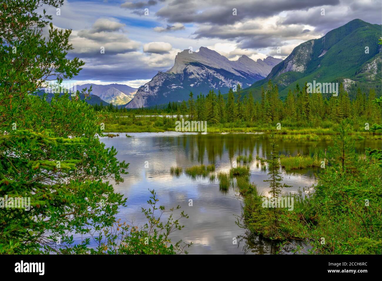 Mount Rundle and the Vermilion Lakes in Banff National Park, Alberta ...