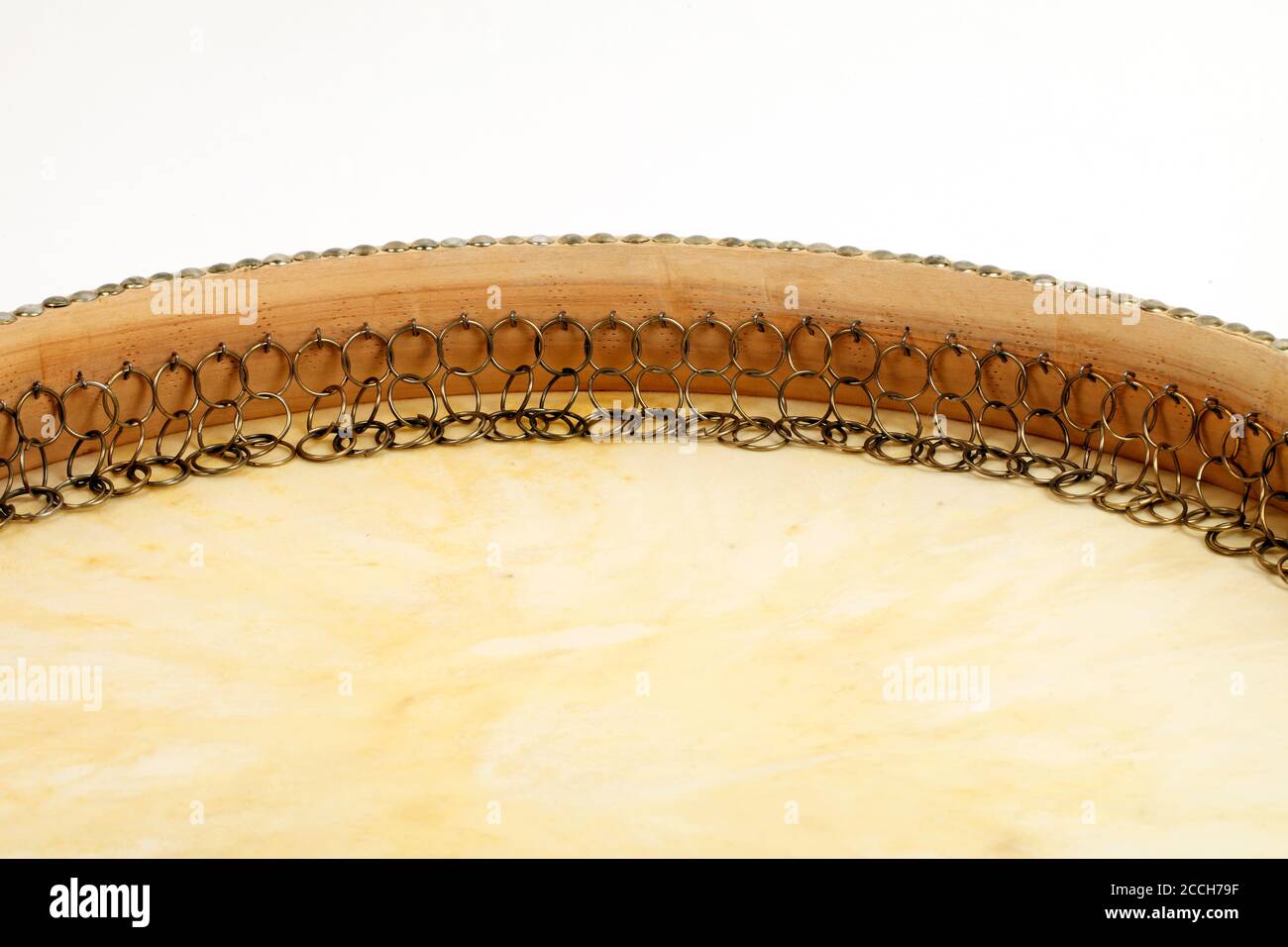 Traditional Daf hand drum from Persia or Turkey, showing rings fixed on ...