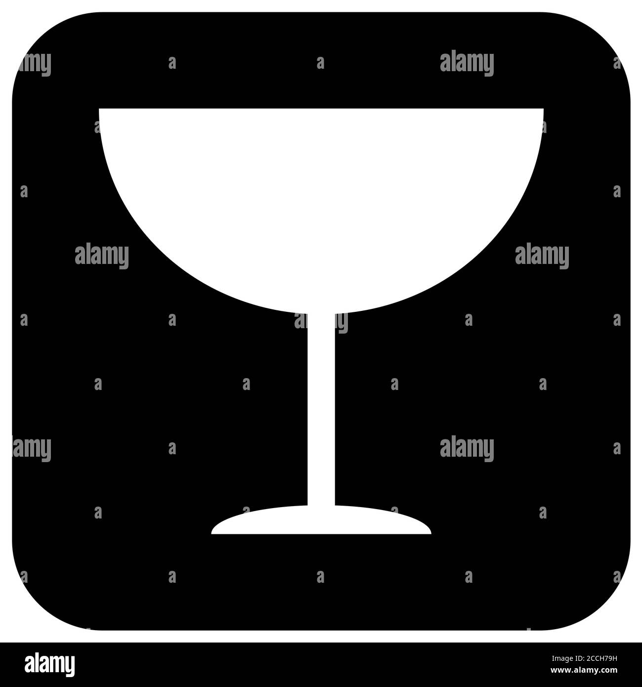 Fragile flat icon isolated on black background. Fragile package symbol ...