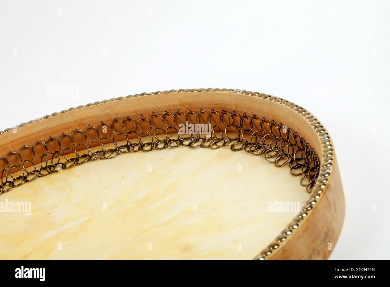 Traditional Daf hand drum from Persia or Turkey, showing rings fixed on ...