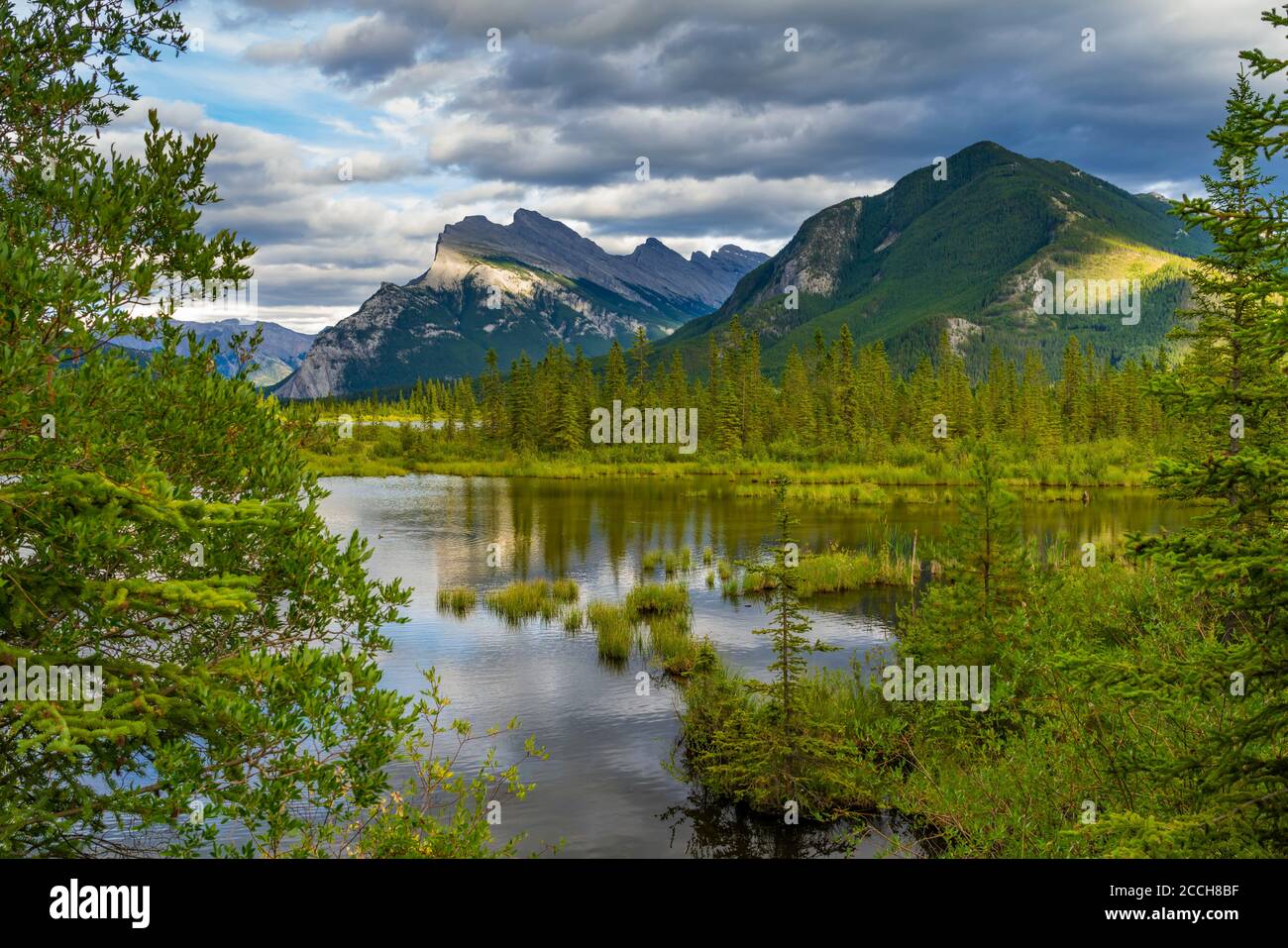 Mount Rundle and the Vermilion Lakes in Banff National Park, Alberta ...