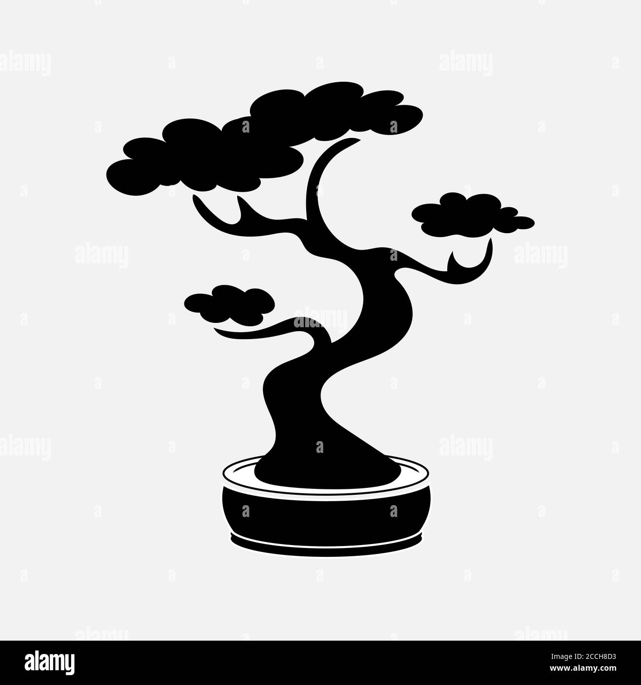 Bonsai tree silhouette Black and White Stock Photos & Images - Alamy