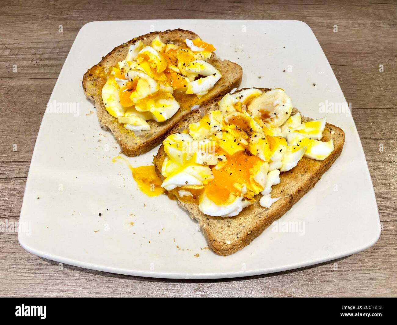Soft boiled duck eggs on toast make a delicious meal Stock Photo - Alamy