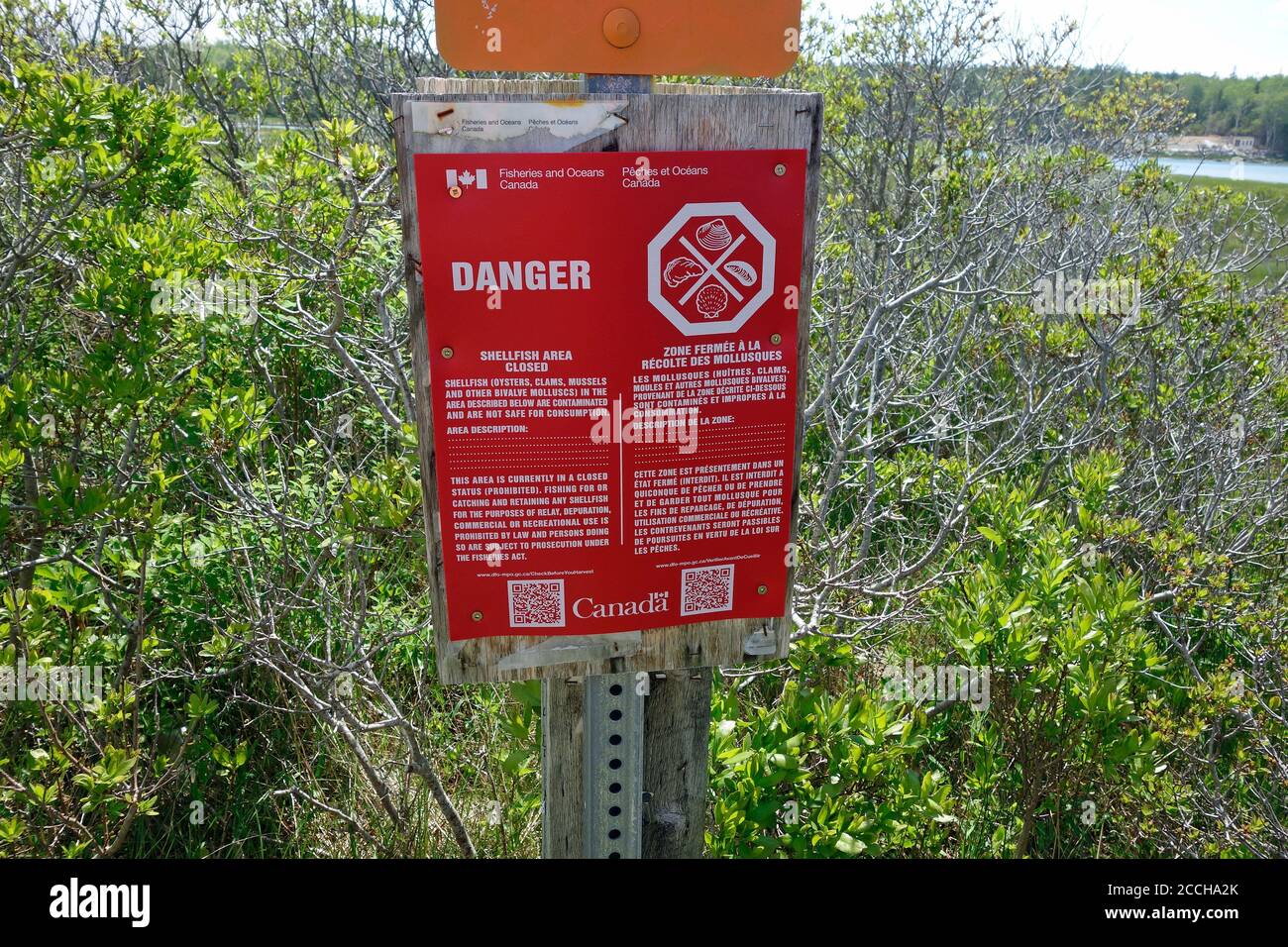 Shellfish area closure sign Stock Photo - Alamy
