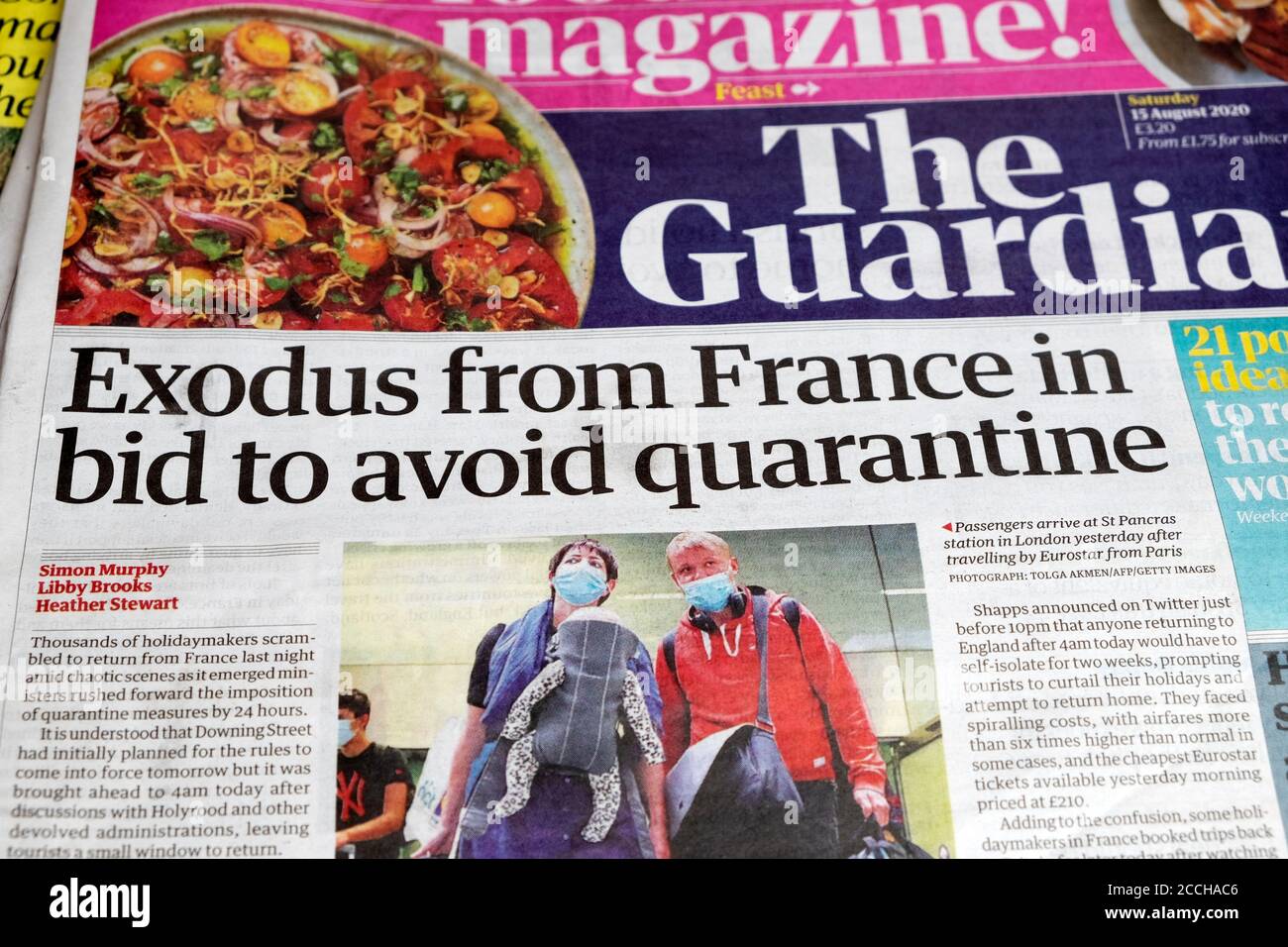"Exodus from France in bid to avoid quarantine" Guardian newspaper ...