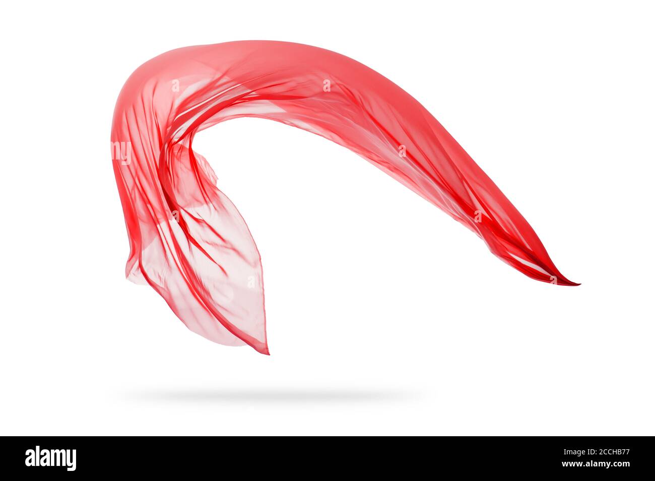 Smooth elegant red transparent cloth separated on white background ...