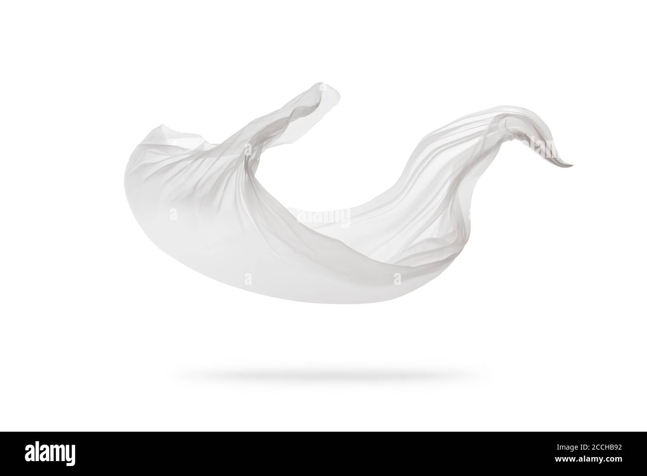 Smooth elegant white transparent cloth separated on white background ...