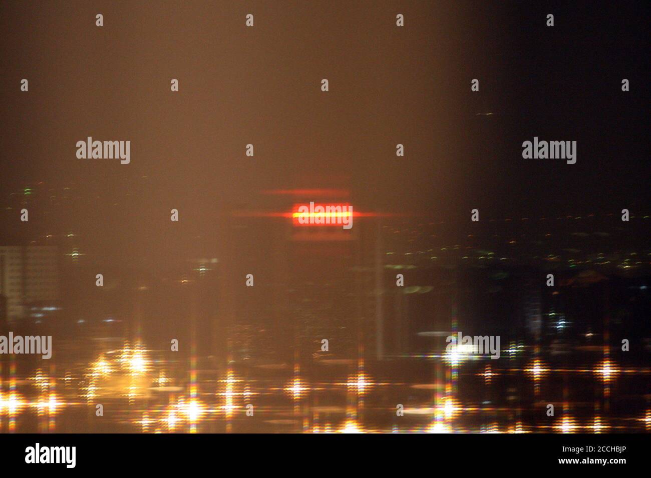 A night view from Ankara, Turkey's capital. Illuminated buildings of ...
