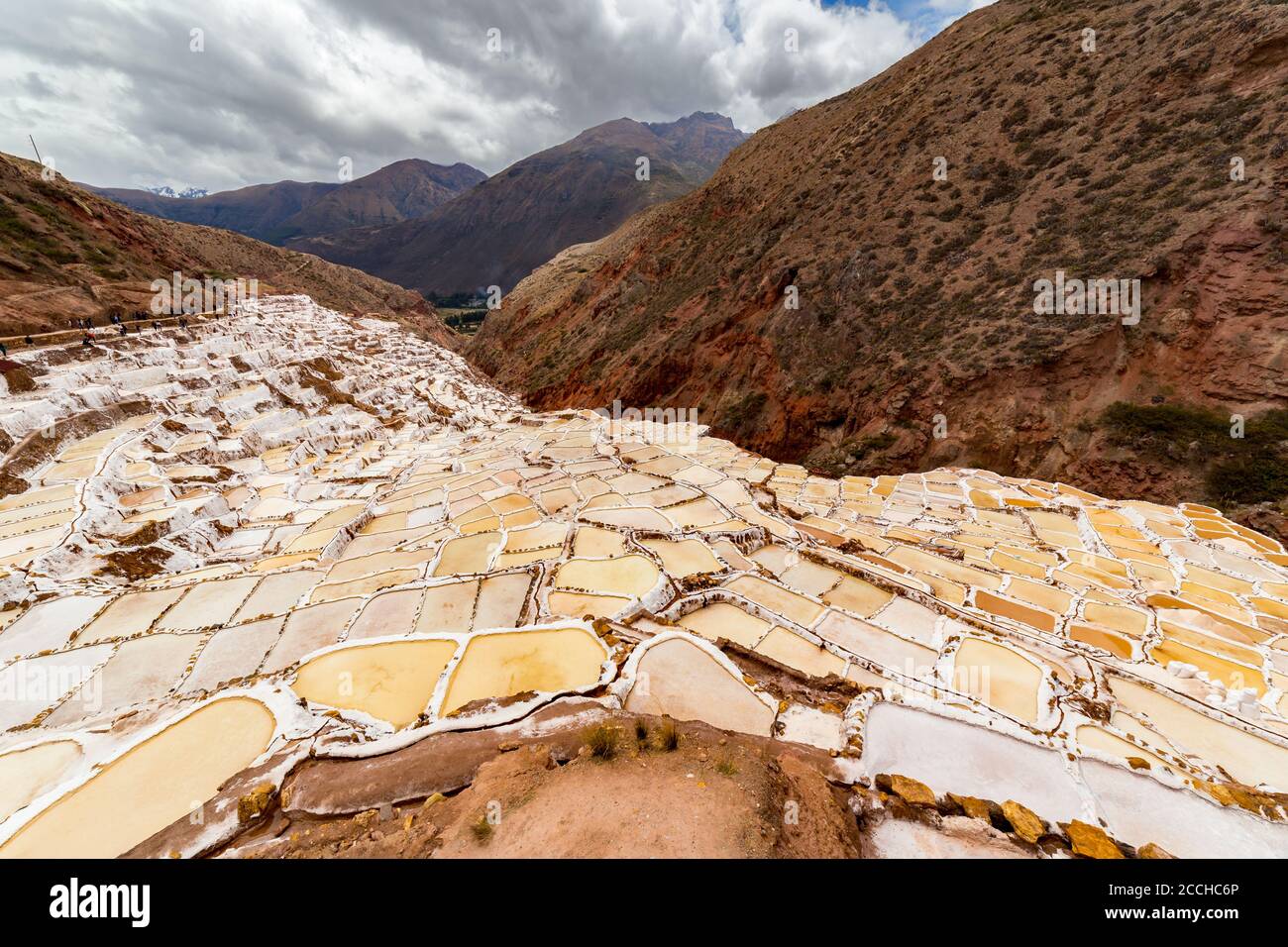 Salt ponds in Maras, Peru. Since pre-Inca times, salt has been obtained ...